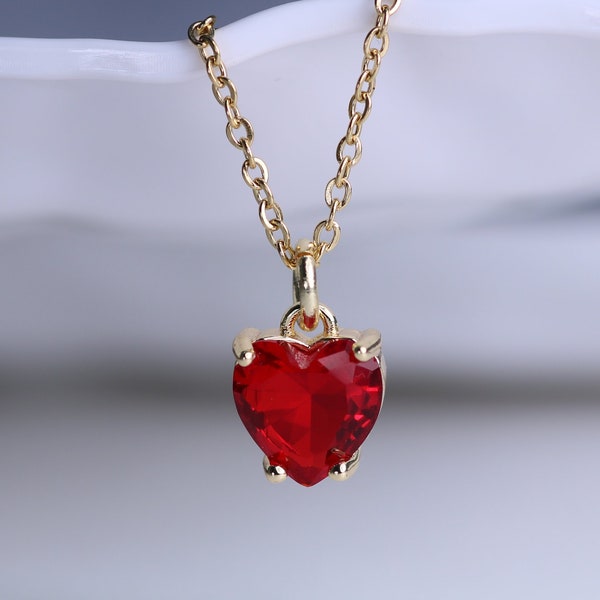 Red Heart Necklace - Etsy