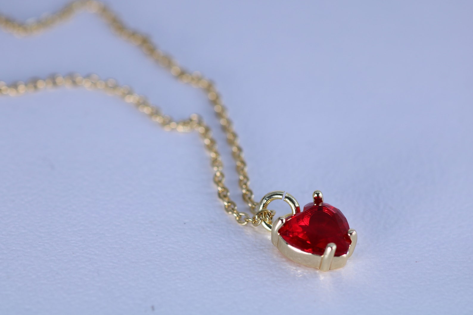 Red Ruby Necklace Red Gold Heart Necklace Red Heart Choker - Etsy