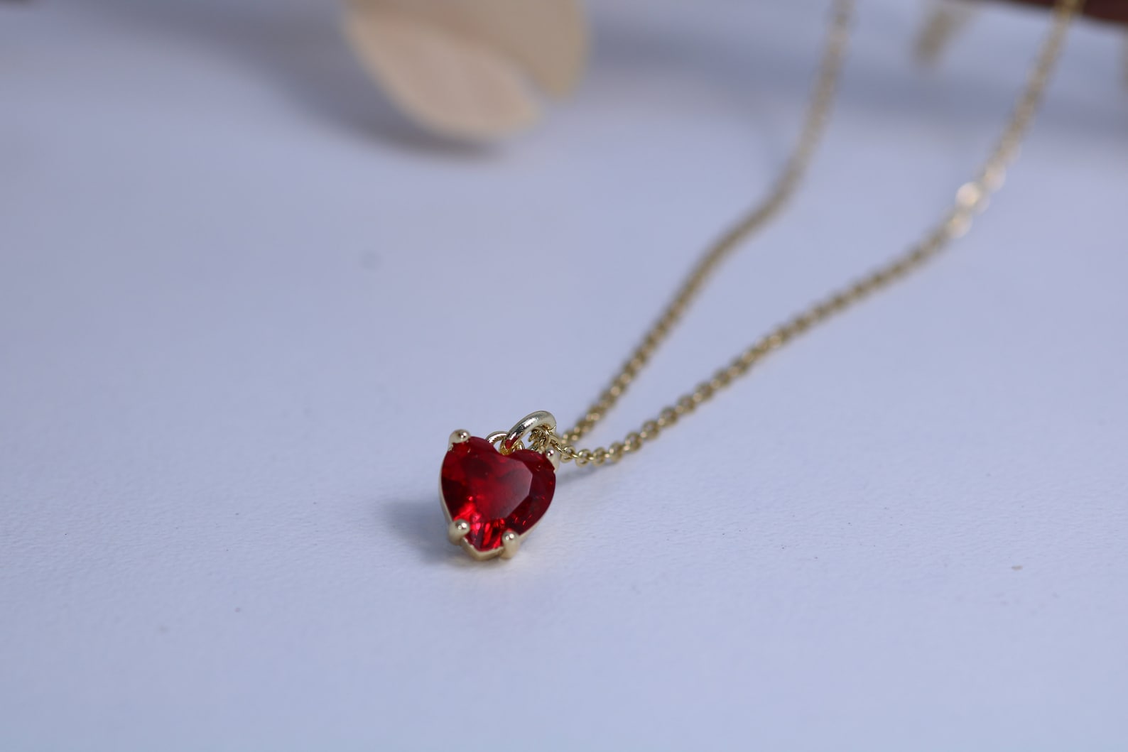Red Ruby Necklace Red Gold Heart Necklace Red Heart Choker - Etsy