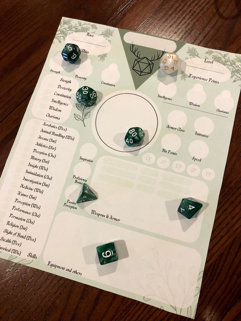 Simple D&D Character Sheet | Druid - Etsy