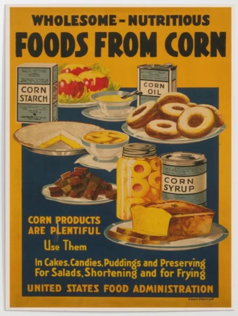 Vintage Poster - Foods From Corn Poster - Etsy
