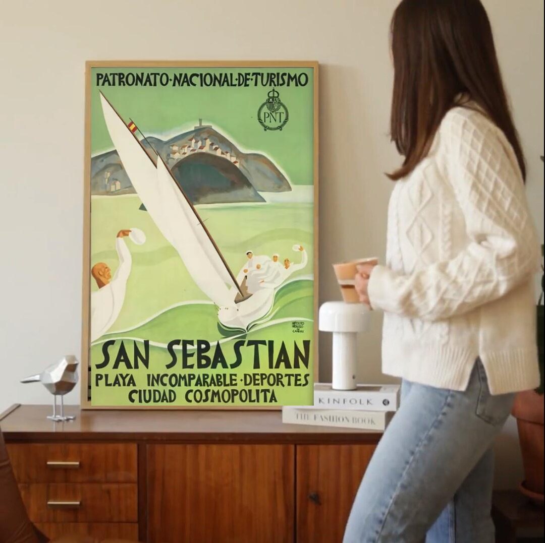 Vintage San Sebastian Sailing Poster Retro Coastal Travel Wall Art ...