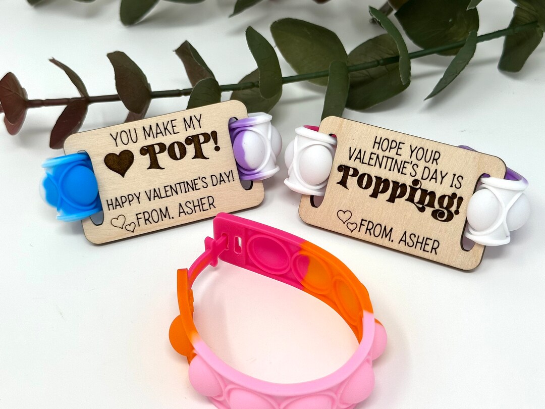 CLASS SET Pop Bracelet Valentines, Valentine Classroom Favors ...