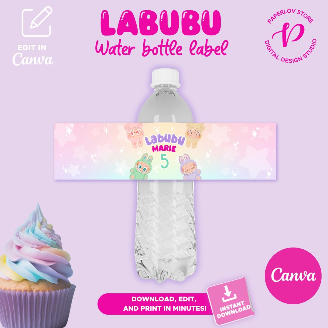 Editable Labubu Watermark Template, Customize, Editable Canva Template ...