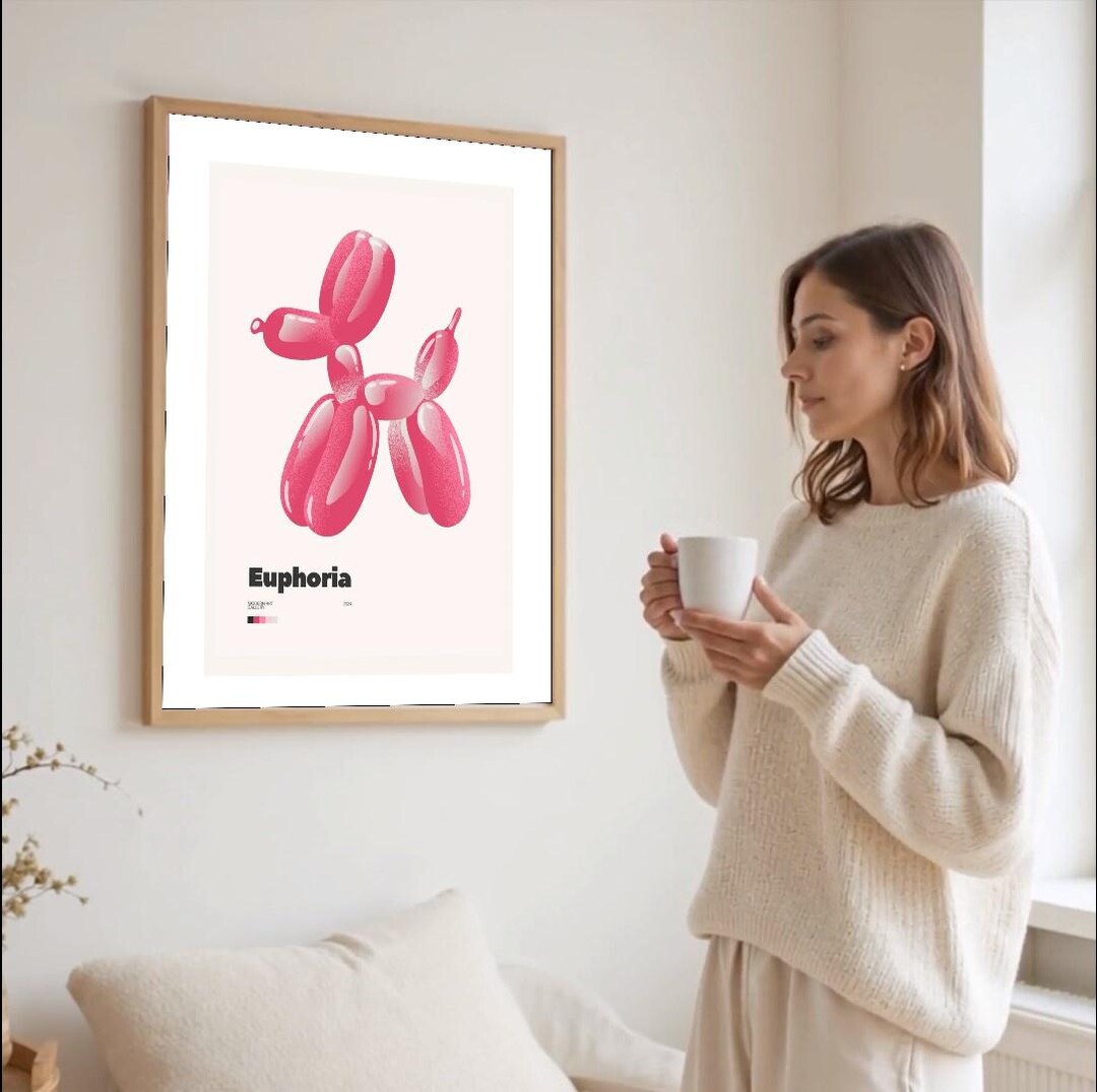Balloon Dog Poster Colorful Balloon Animals Wall Art Print Modern Kids ...