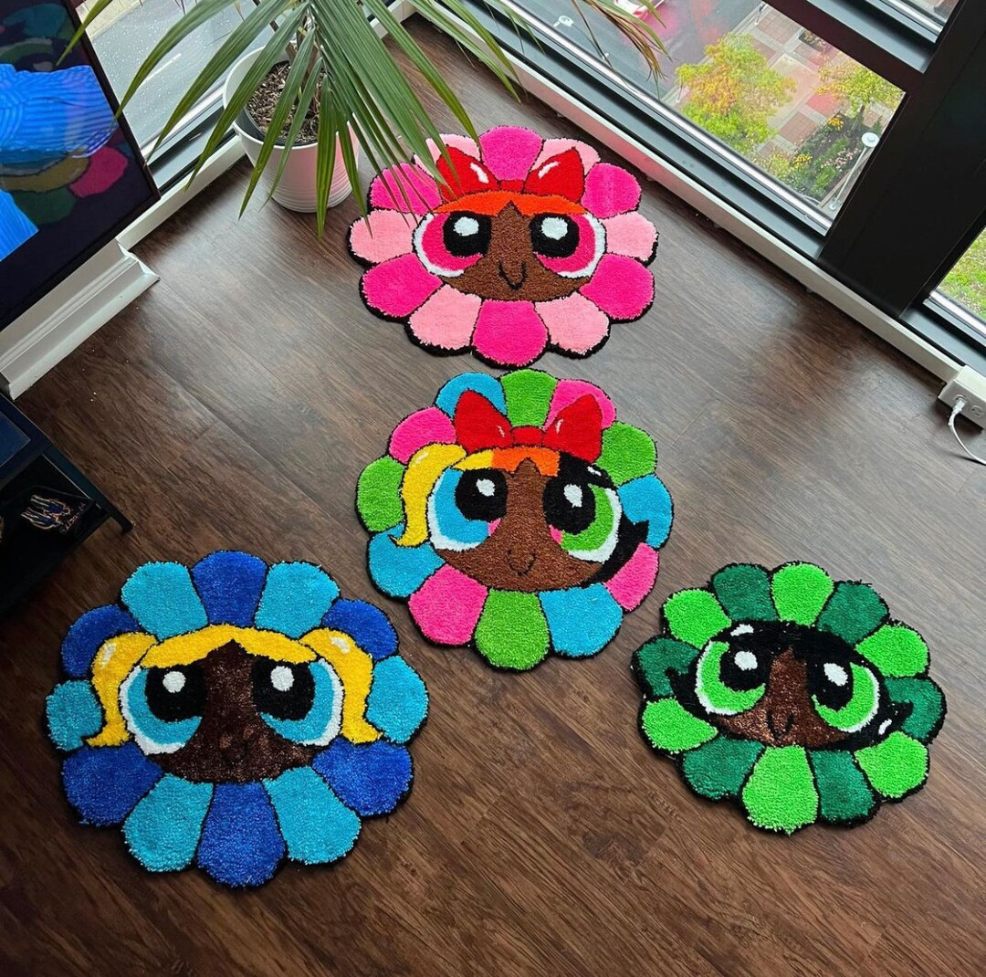 Powerpuff Flower Tufted Rug Handmade - Etsy