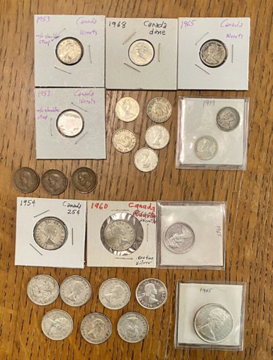 Mixed Canadian Silver COINS Dimes Quarters Halves 1919-1968 Circulated ...