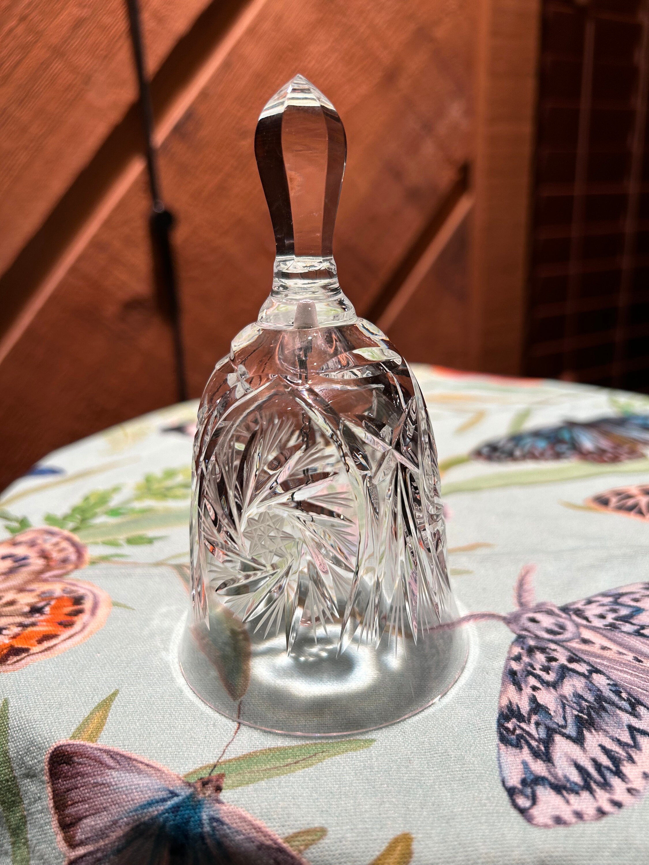 Vintage Clear Cut Crystal Glass Pinwheel Hobstar Dinner Serving Bell ...