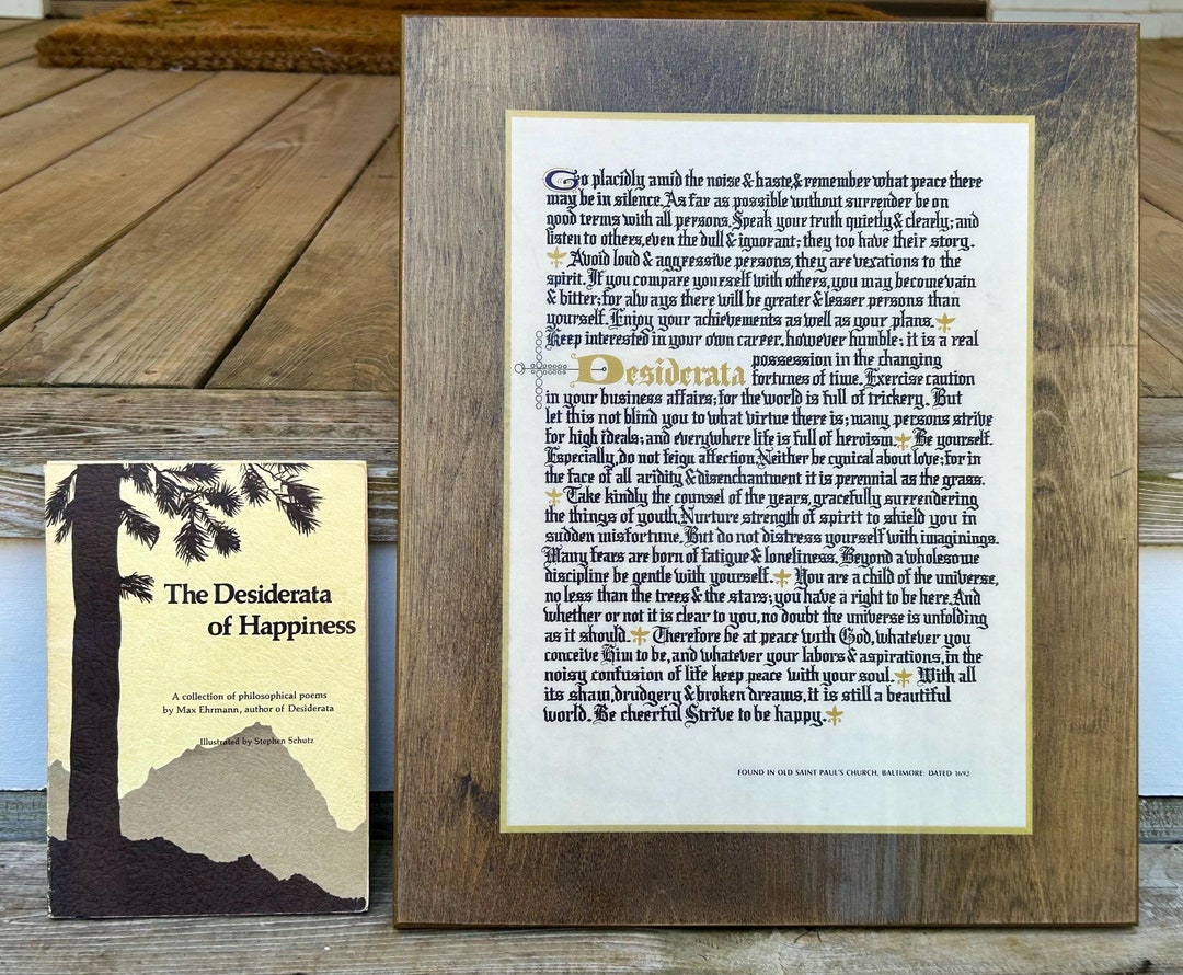 14x17 Vintage Wall Art PLAQUE Poem Desiderata Happiness Max Ehrmann ...