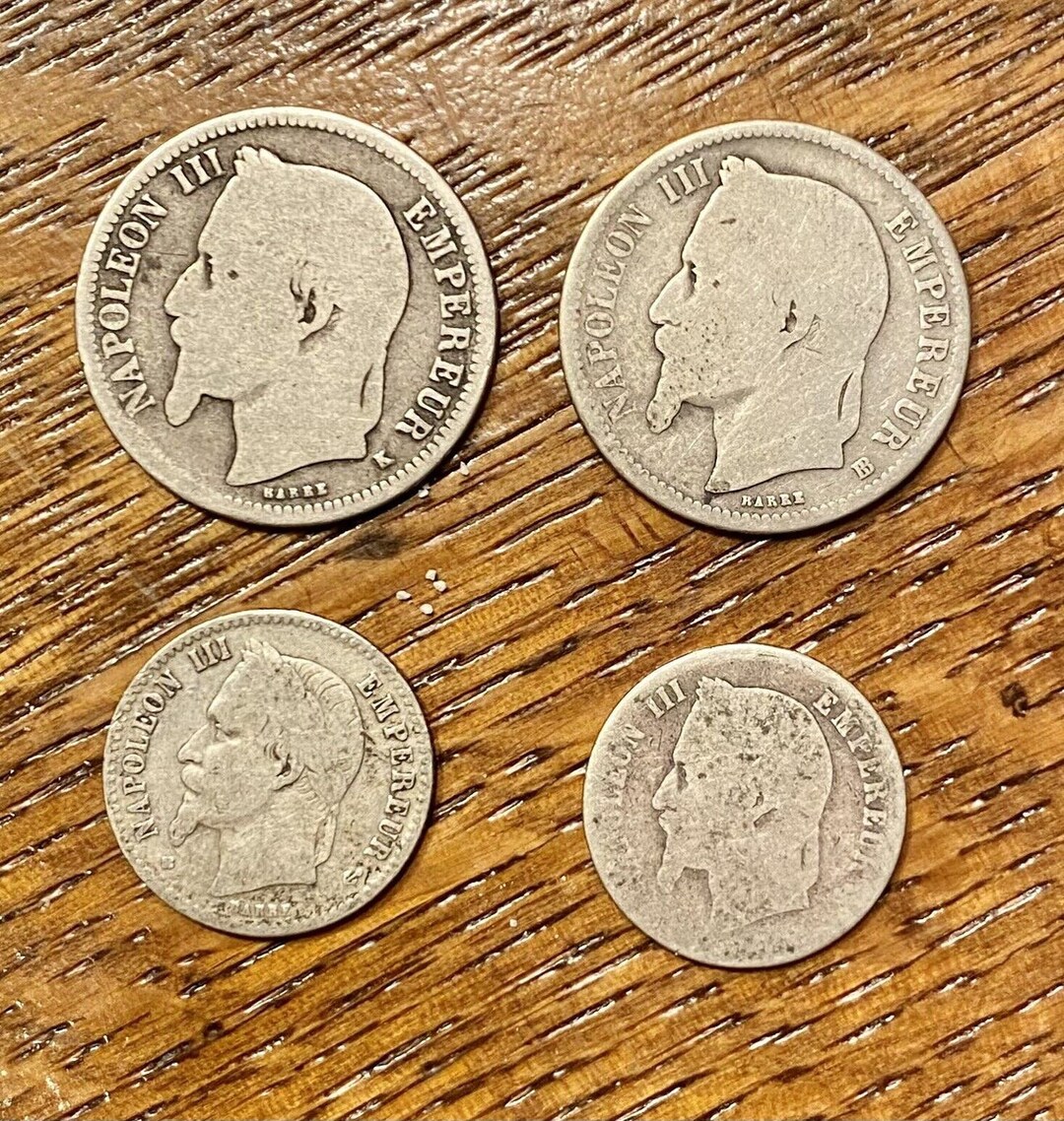Lot 4 Antique Silver France French Coins 1800s 1865-1867 Napoleon - Etsy