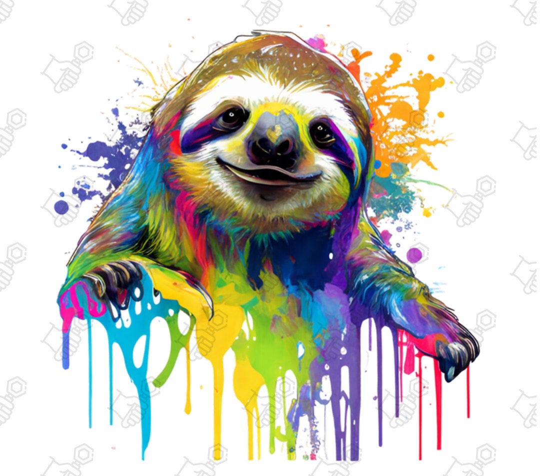 Colorful Sloth Tumbler Wrap PNG Sunflower Tumbler Design 20oz Sloth ...