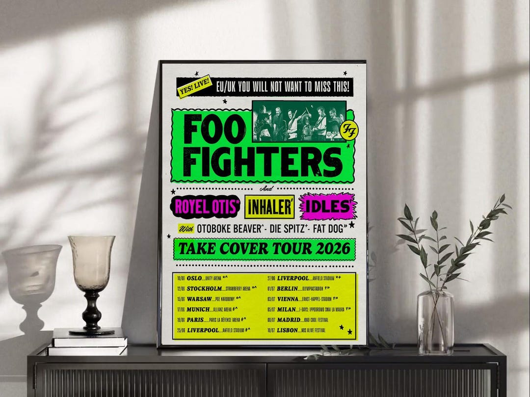 Alternative Rock Tour Poster 2026 Modern Concert Wall Art Bold Music ...