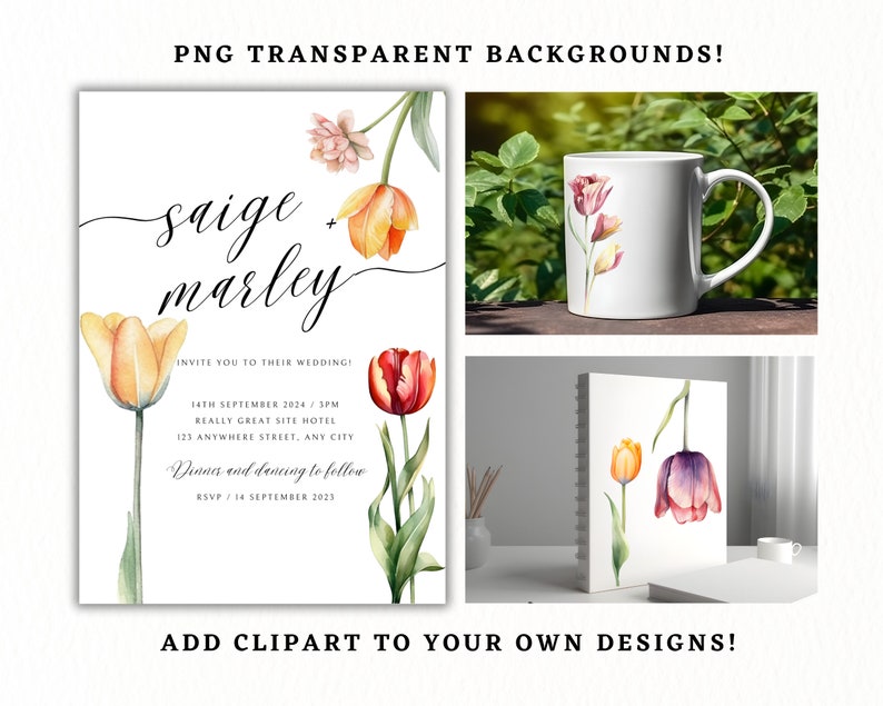 Watercolor Tulips Clip Art Bundle, Watercolor Clipart, PNG Files, SVG ...