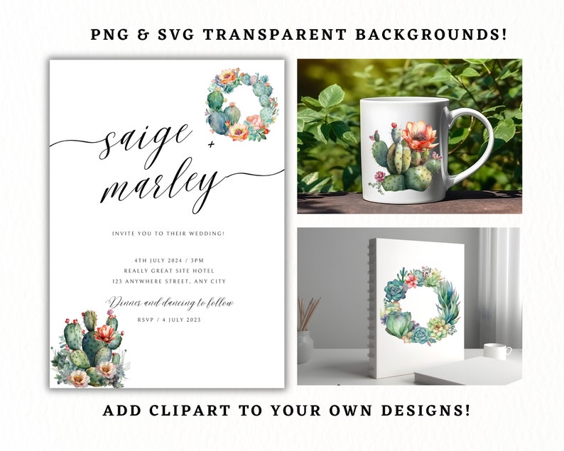 Watercolor Cactus Clipart Bundle, Watercolor Clipart, Cacti Clipart ...