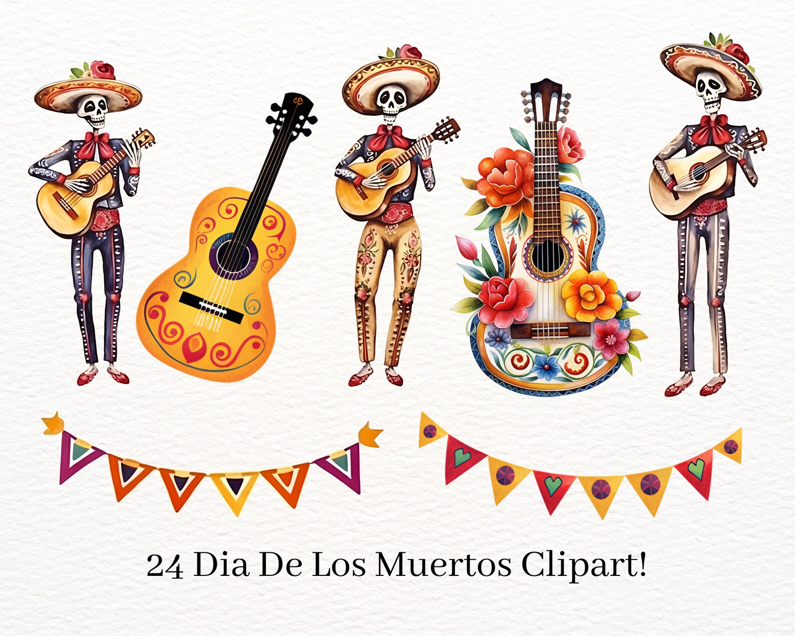 Dia De Los Muertos Clipart, Day of the Dead Clipart, Watercolor Clipart ...