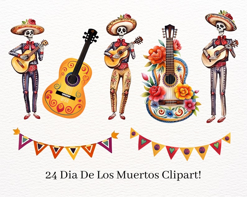 Dia De Los Muertos Clipart, Day of the Dead Clipart, Watercolor Clipart ...