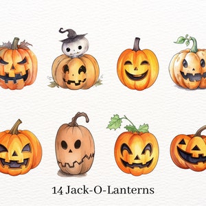 Halloween Clipart Bundle, Watercolor Clipart, Halloween Clipart ...
