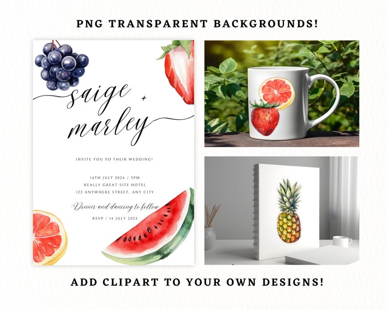 Watercolor Fruit Clipart Bundle PNG & SVG Digital Files - Etsy