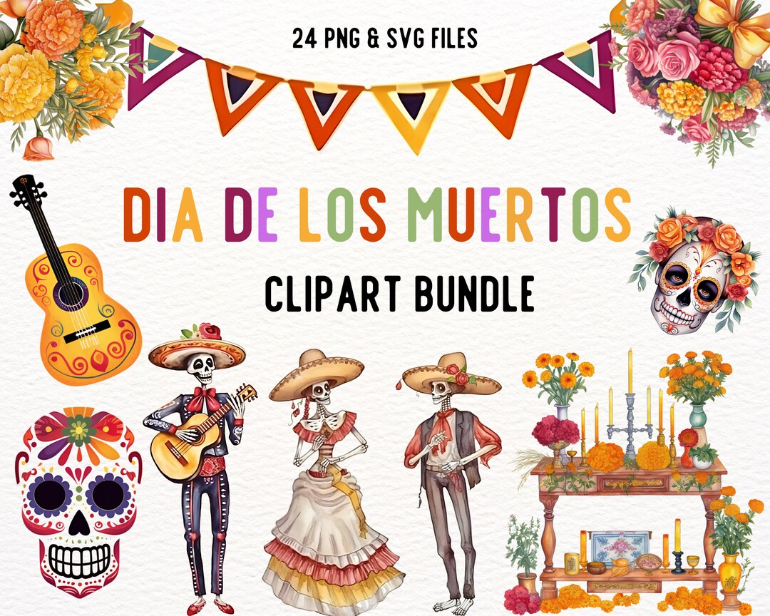 Dia De Los Muertos Clipart, Day of the Dead Clipart, Watercolor Clipart ...