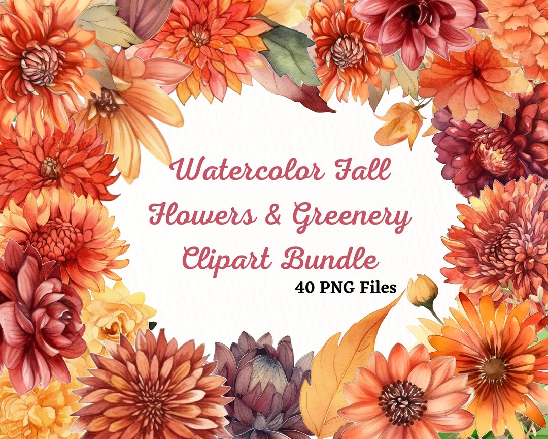 Fall Watercolor Flowers Clipart Bundle, Watercolor Clipart, Floral ...