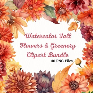 Fall Watercolor Flowers Clipart Bundle, Watercolor Clipart, Floral ...
