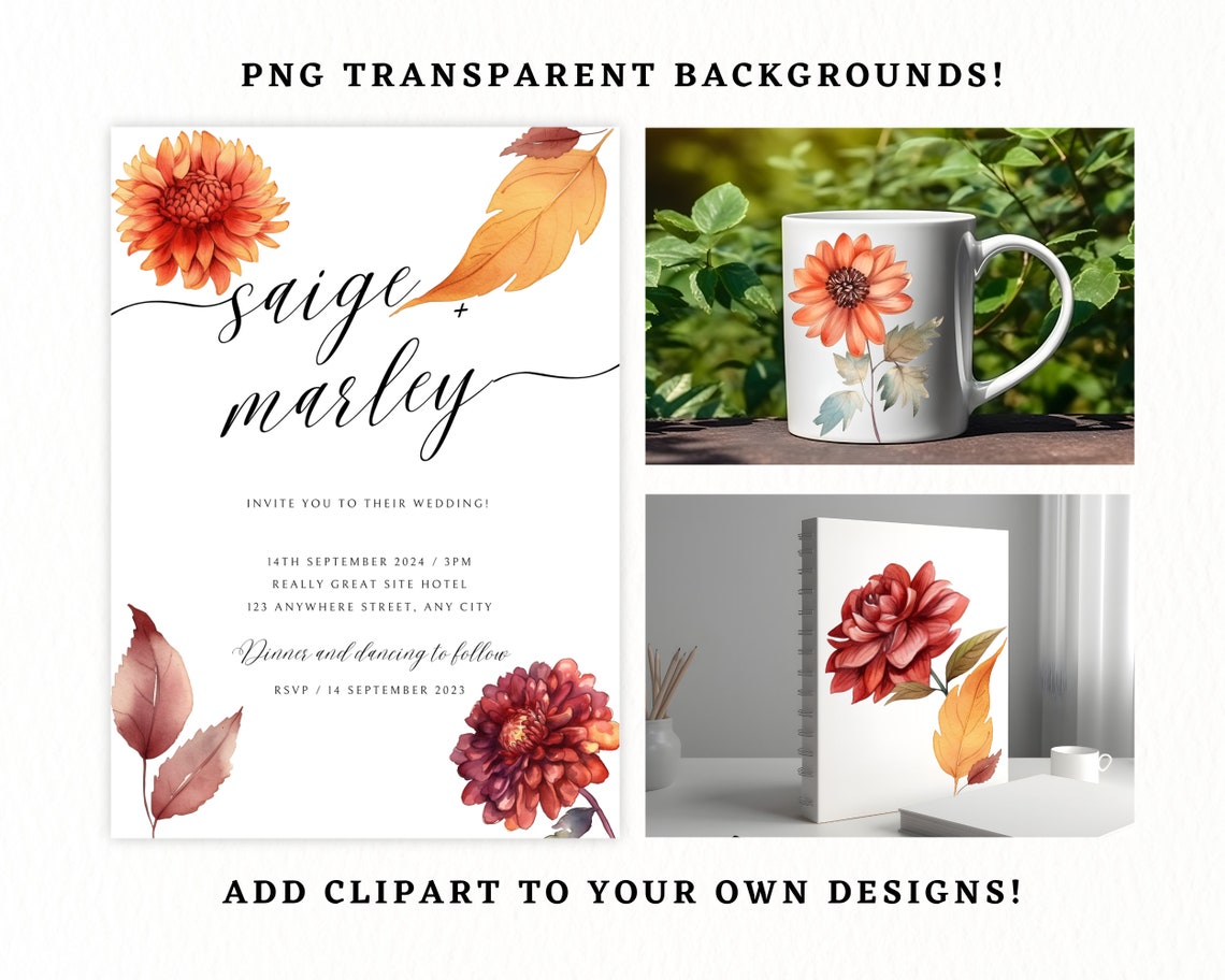 Fall Watercolor Flowers Clipart Bundle, Watercolor Clipart, Floral ...