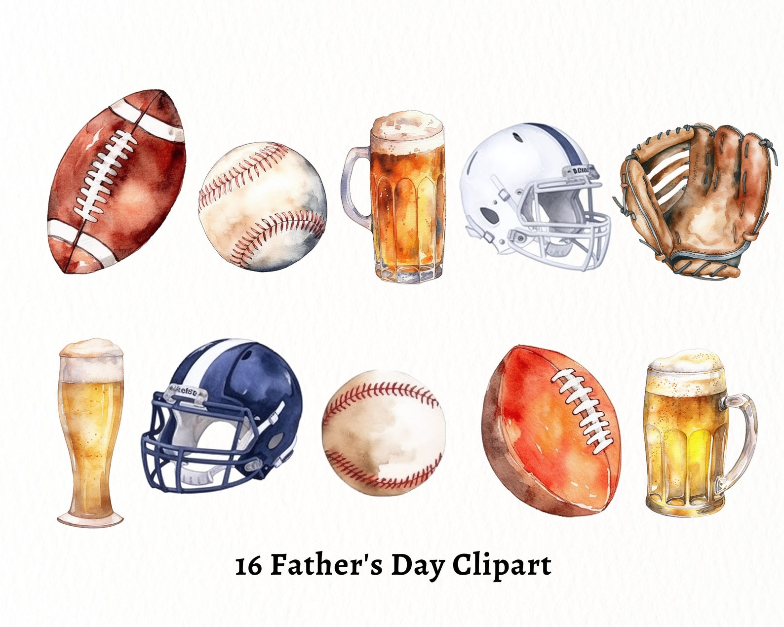 Father's Day Clipart Bundle, Watercolor Clipart, PNG Digital Files ...