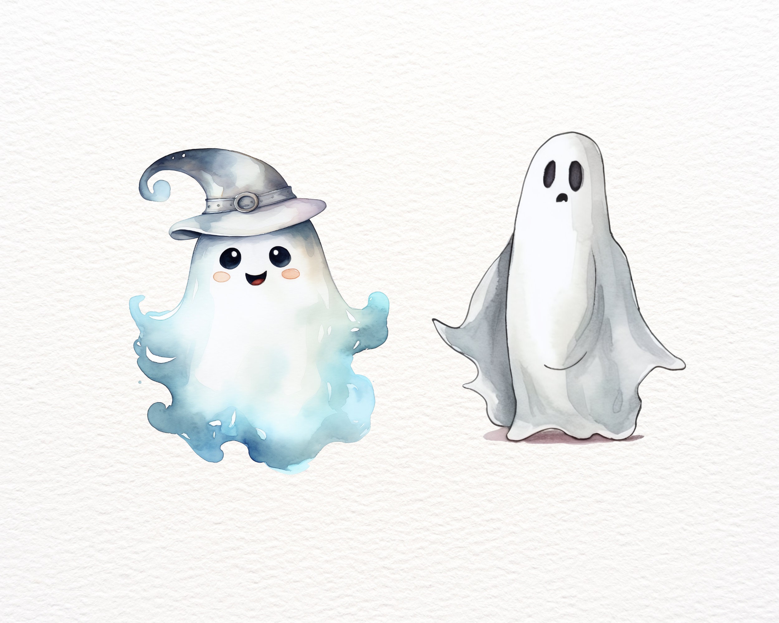Halloween Spooky Ghost Clipart Bundle, Watercolor Clipart, Halloween ...