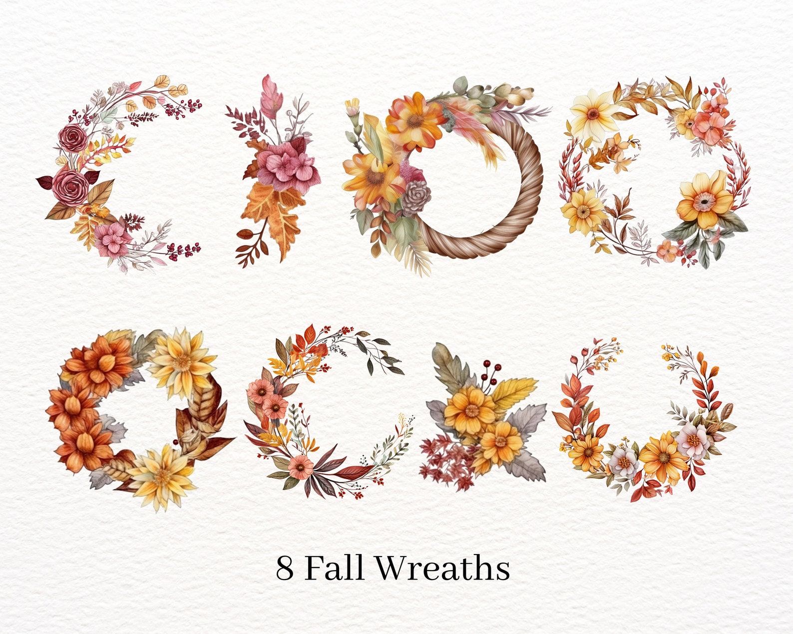 Fall Watercolor Flower Clipart, Watercolor Clipart, Bouquet Clipart ...