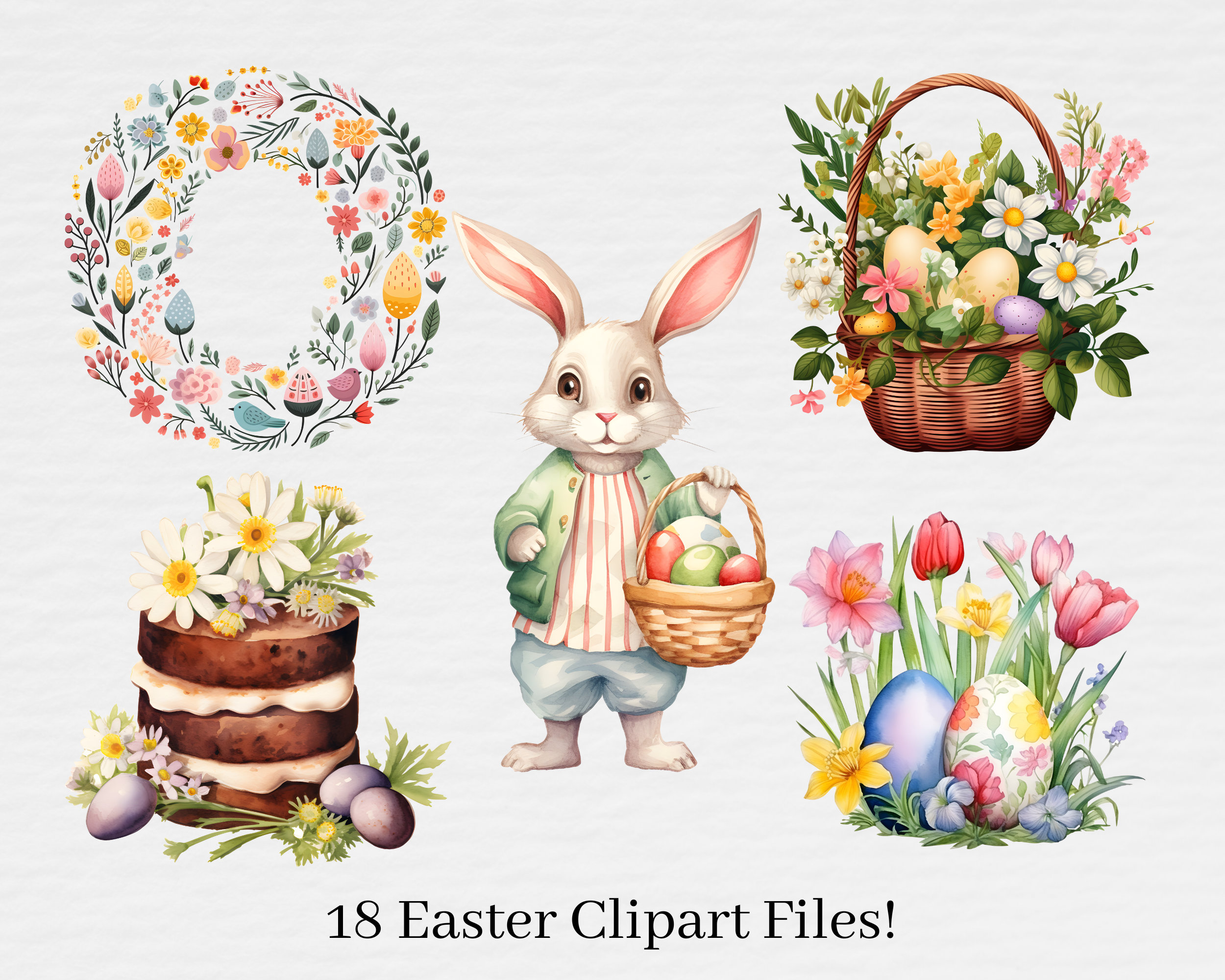 Easter Clipart Bundle, Watercolor Clipart, Easter Clipart, Spring ...