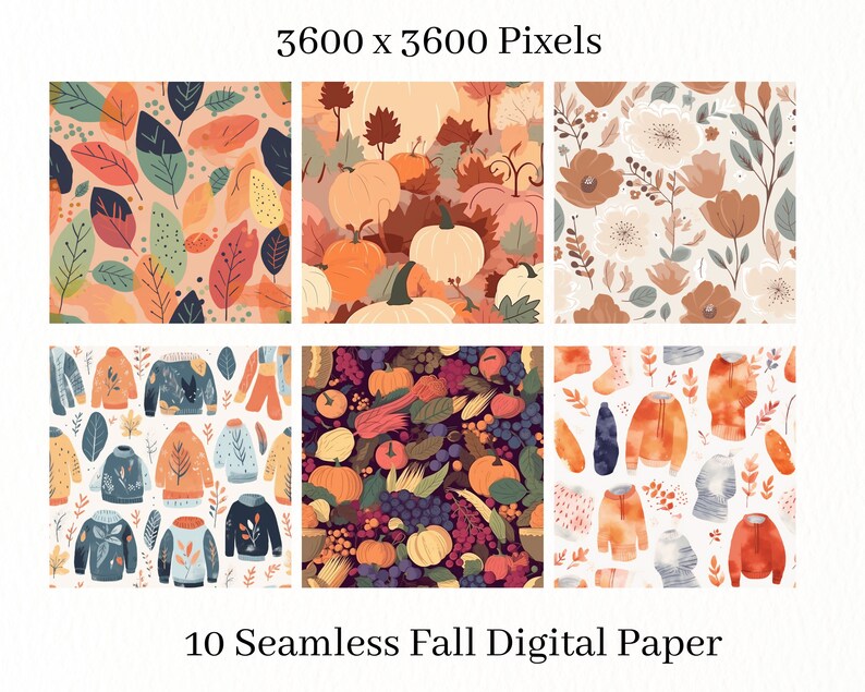 Watercolor Fall Decor Clipart, Fall Digital Paper, Watercolor Fall ...