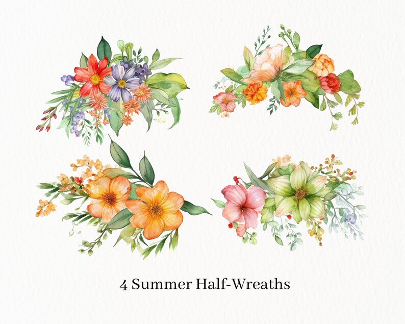 Watercolor Summer Flowers Mega Clipart Bundle, Watercolor Summer ...