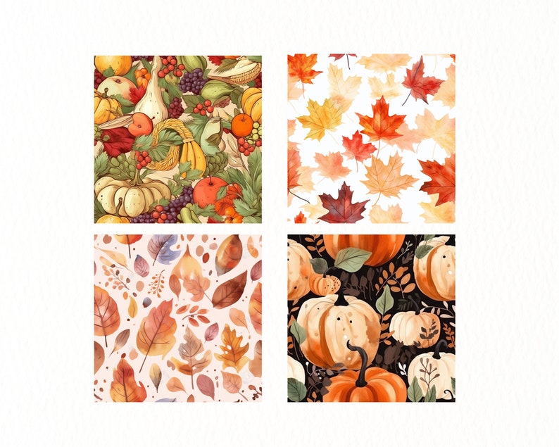 Watercolor Fall Decor Clipart, Fall Digital Paper, Watercolor Fall ...