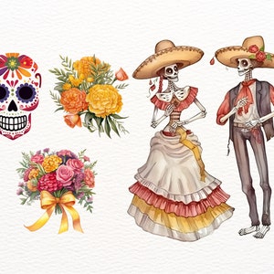 Dia De Los Muertos Clipart, Day of the Dead Clipart, Watercolor Clipart ...