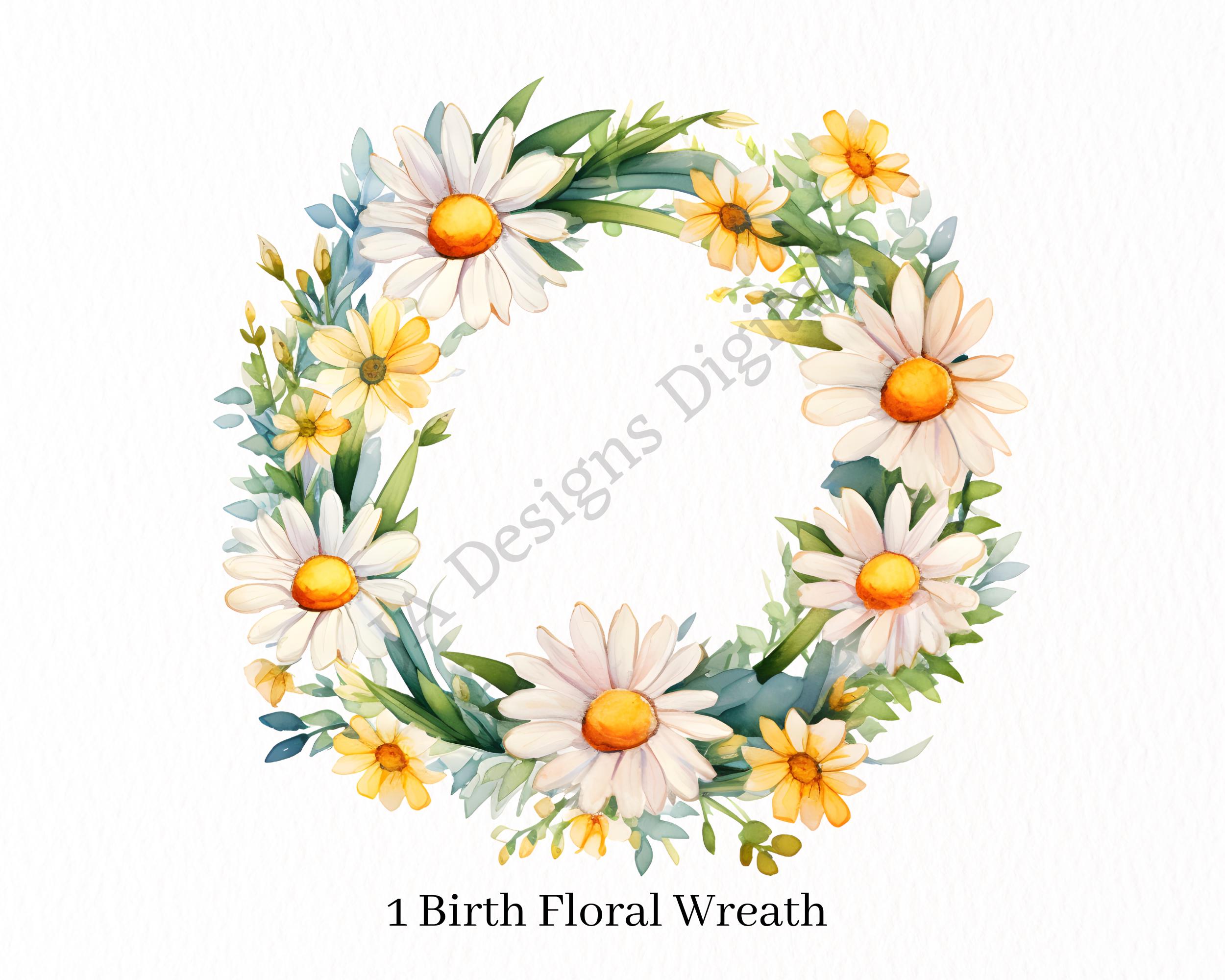 April Birth Flower Clipart Bundle, Daisy Bouquet, Watercolor Daisy ...
