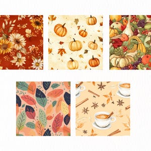 Fall Seamless Digital Paper Bundle, Watercolor Autumn Printable Paper ...