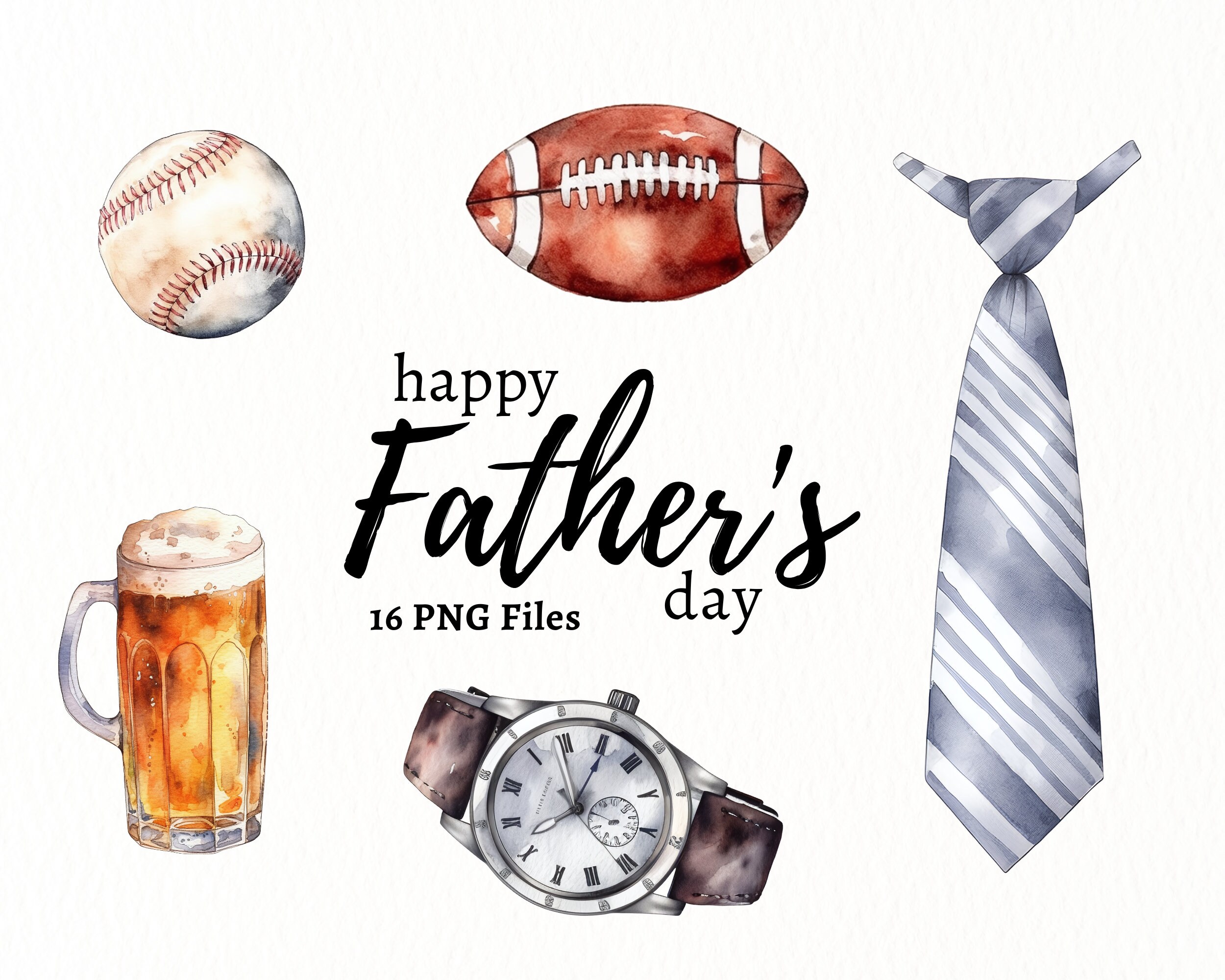 Father's Day Clipart Bundle, Watercolor Clipart, PNG Digital Files ...