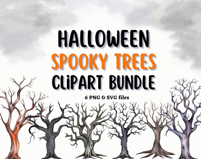 Halloween Trees Clipart | Haunted Trees Watercolor Png | Spooky ...