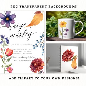 Seasonal Watercolor Flower Clipart Bundle, PNG Files, SVG Files, Spring ...