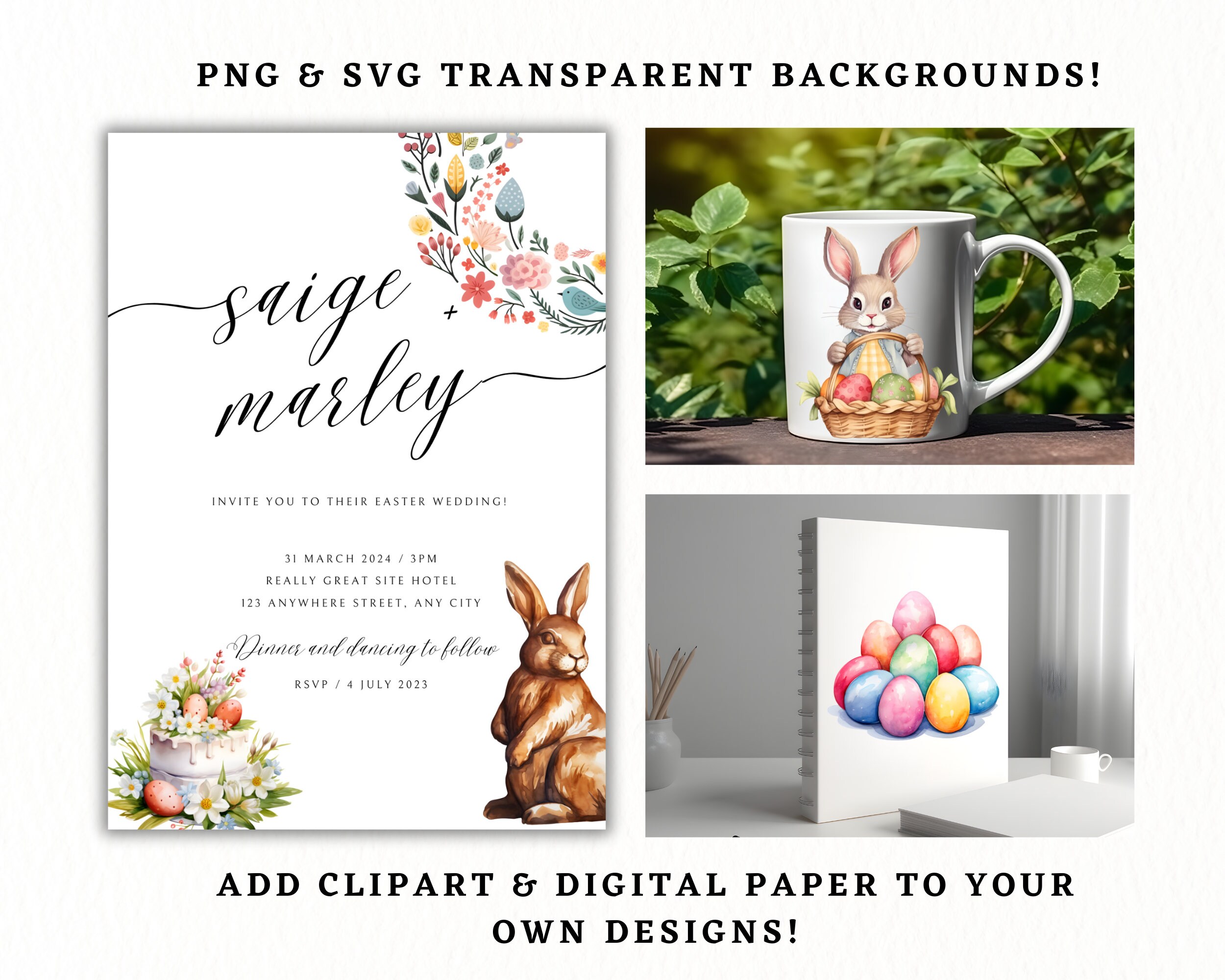 Easter Clipart Bundle, Watercolor Clipart, Easter Clipart, Spring ...
