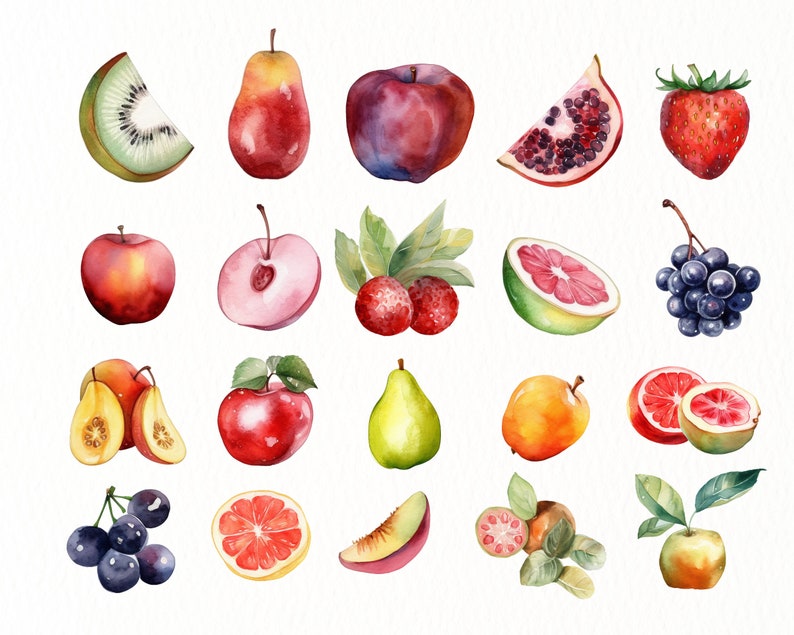 Watercolor Fruit Clipart Bundle PNG & SVG Digital Files - Etsy