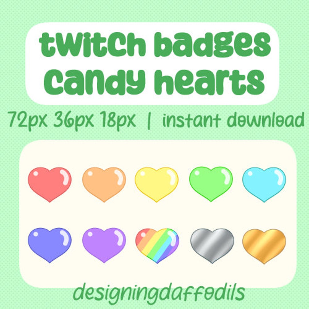 Candy Hearts Twitch Sub Bits Badges - Etsy