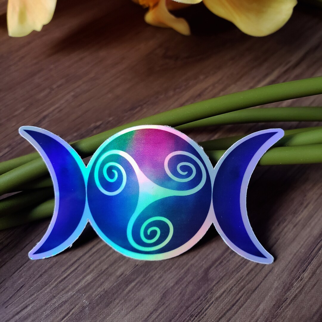 Triple Moon Sticker, Holographic Sticker - Etsy