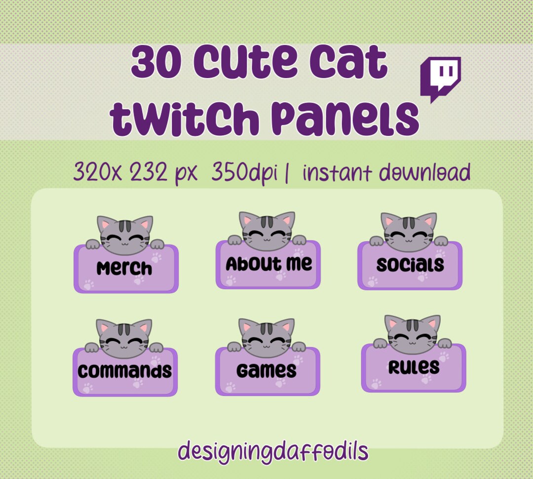 Cute Cat Twitch Panels 30 Streamer Assets - Etsy