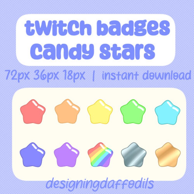 Candy Stars Twitch Sub Bits Badges - Etsy