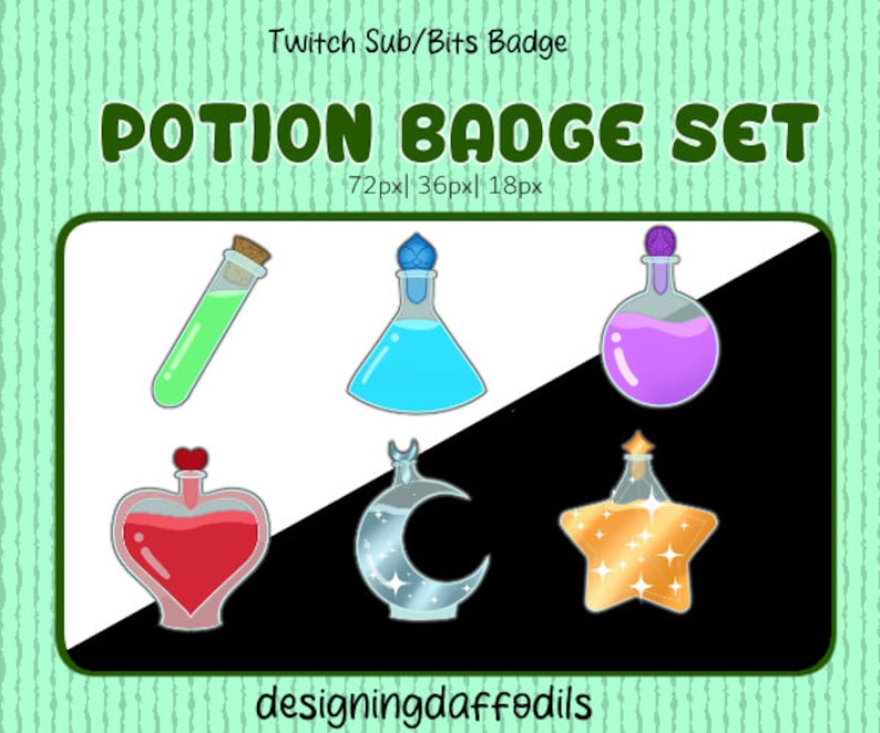 Twitch Sub Bits Badges Potion Badge Set - Etsy