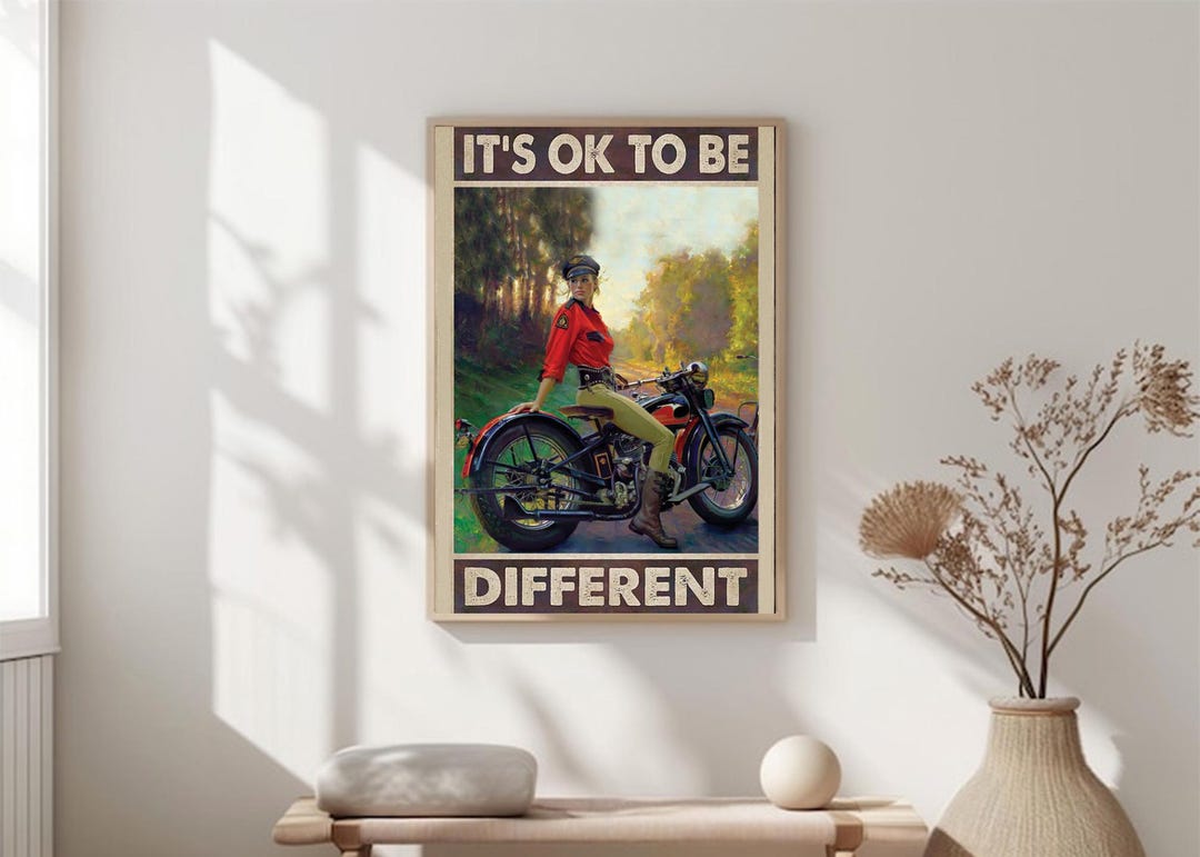 Skitongifts Poster No Frame, Beautiful Girl Biker It's Oke to Be ...