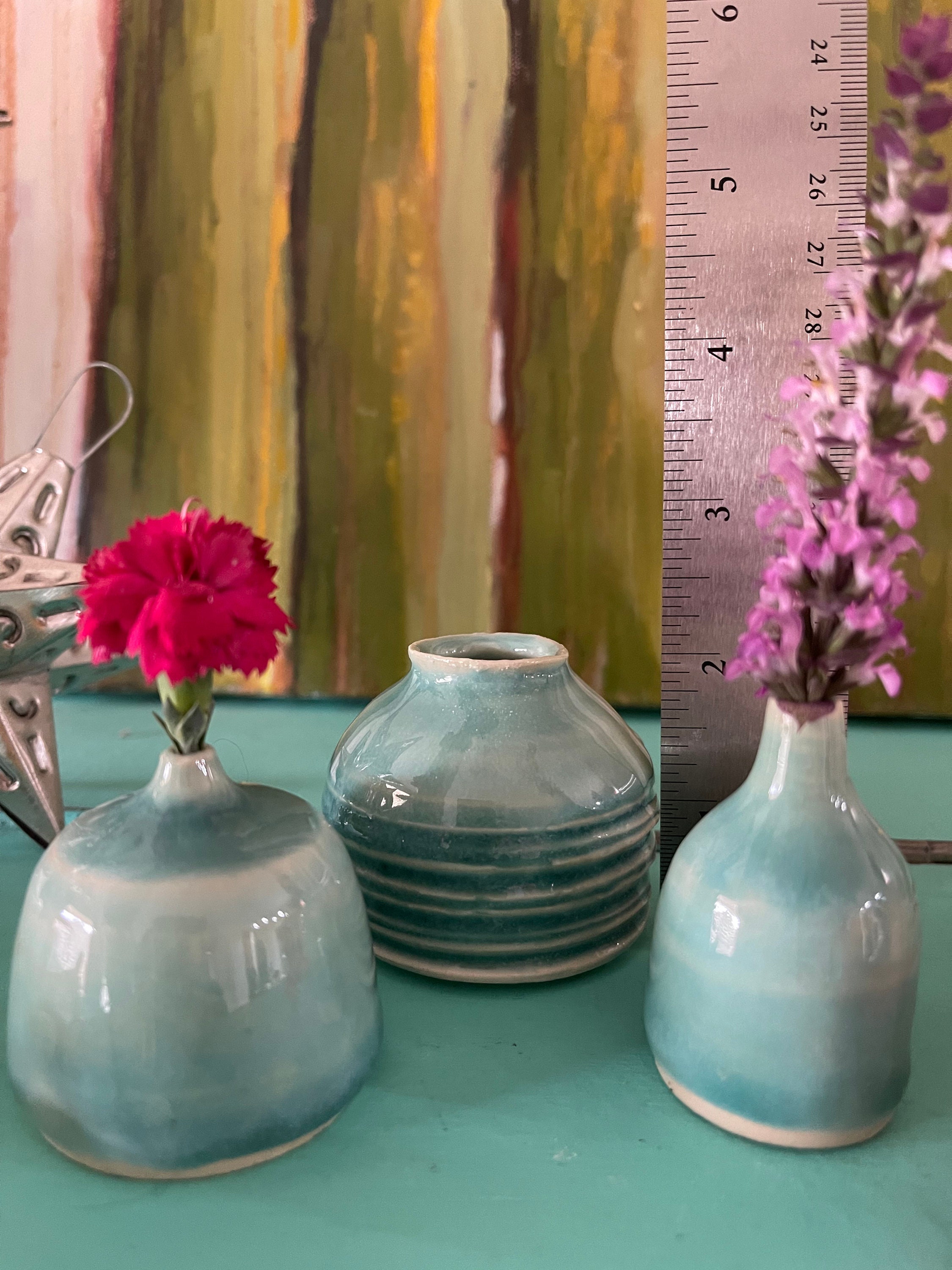 Small Vase Trio- Turquoise - Etsy