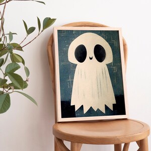 Cute Vintage Halloween Ghost | Large Printable Art | Retro Halloween ...