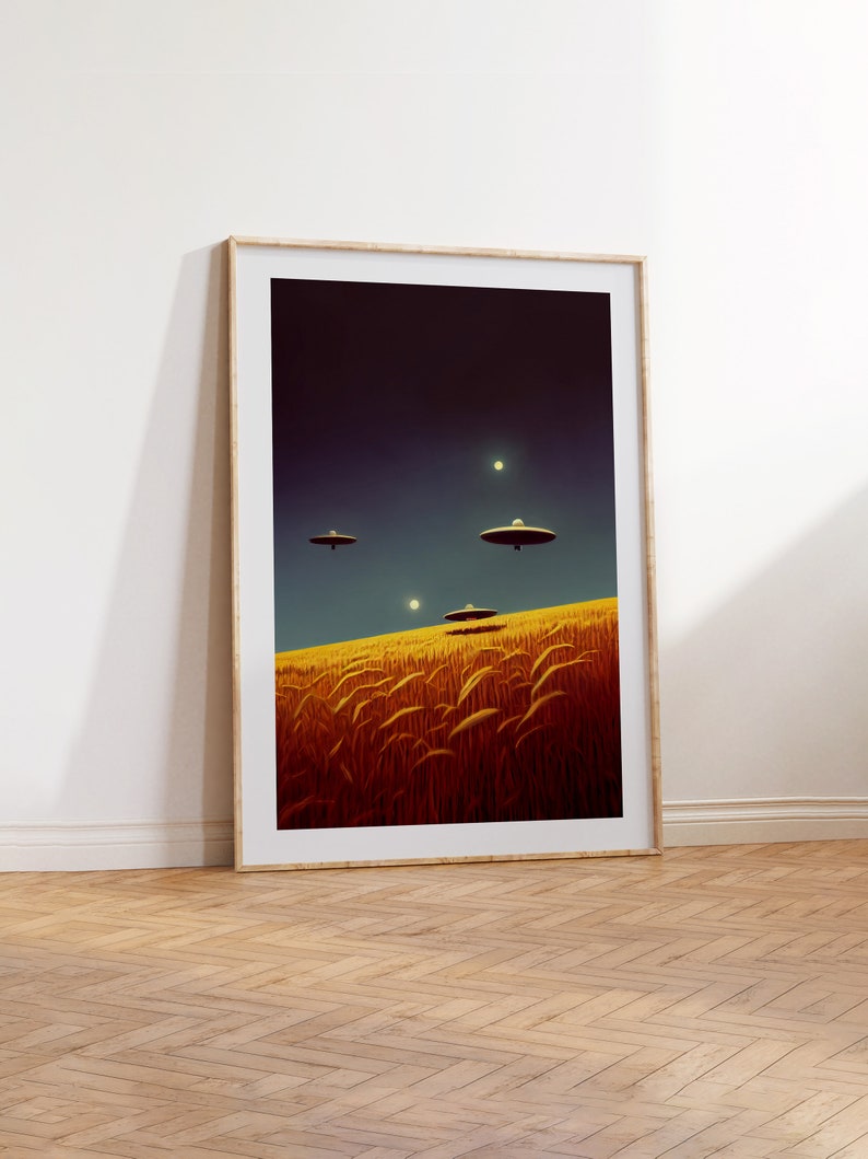 UFO Art, Conspiracy Theory Art, Retro Sci-fi Print, Vintage UFO ...